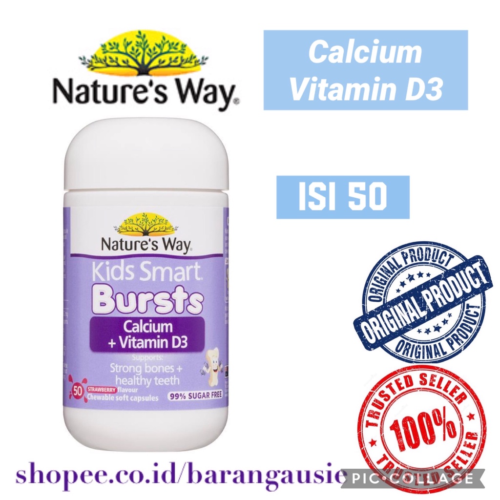 Jual Nature's Way Kids Smart BURST Calcium + Vitamin D3 Strawberry 50 ...