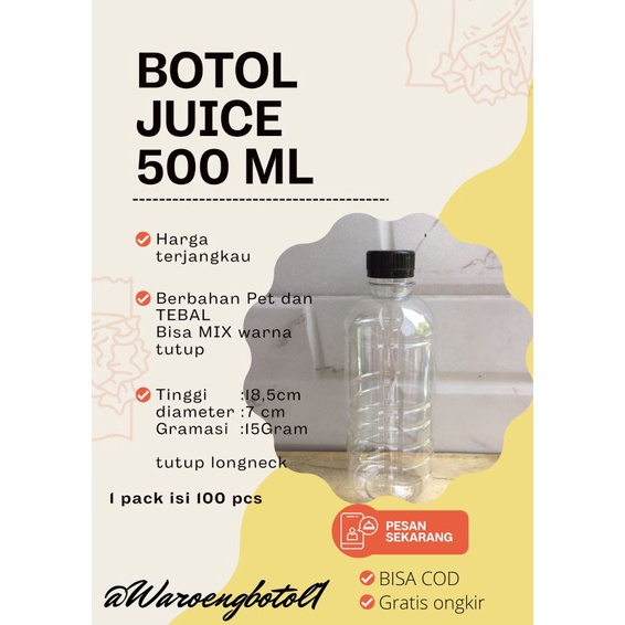 Jual botol juice 500 ml // botol plastik 500 ml// botol minuman ...