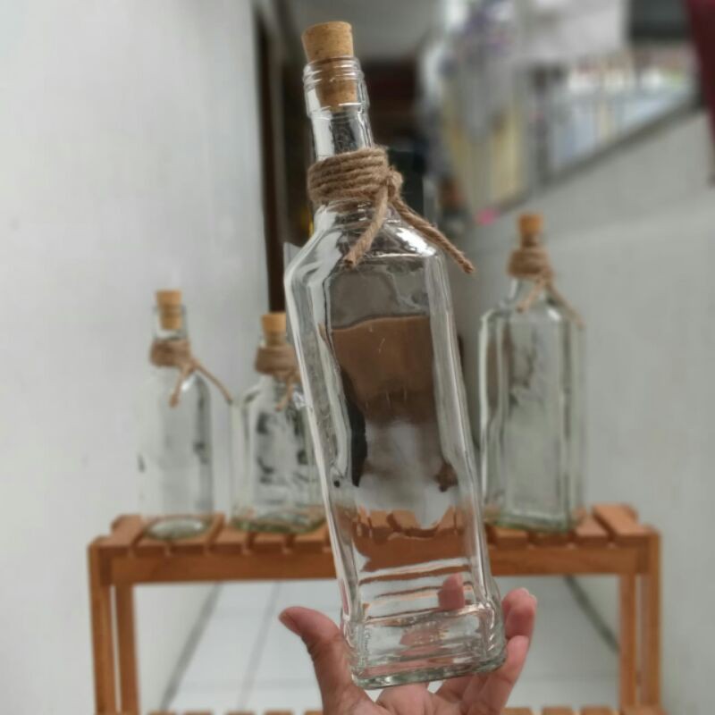 Jual botol kaca 700ml 750ml kotak sumbat cork botol craft keren ...