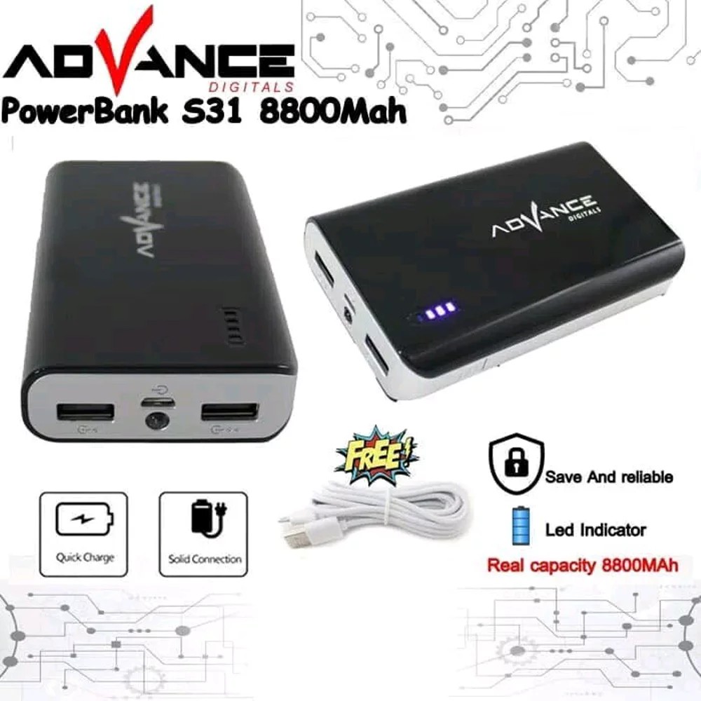 Jual Power Bank Advance S31 - 8800mAh | Shopee Indonesia