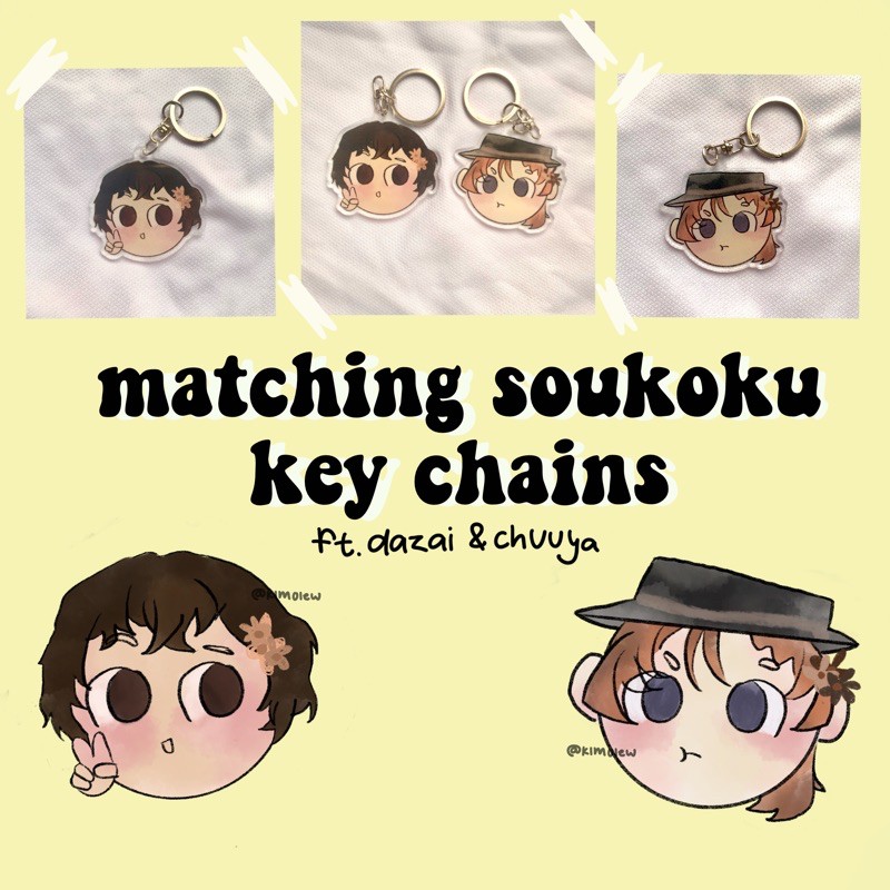 Jual soukoku bungou stray dogs keychain ~ Dazai AND Chuuya | Shopee ...