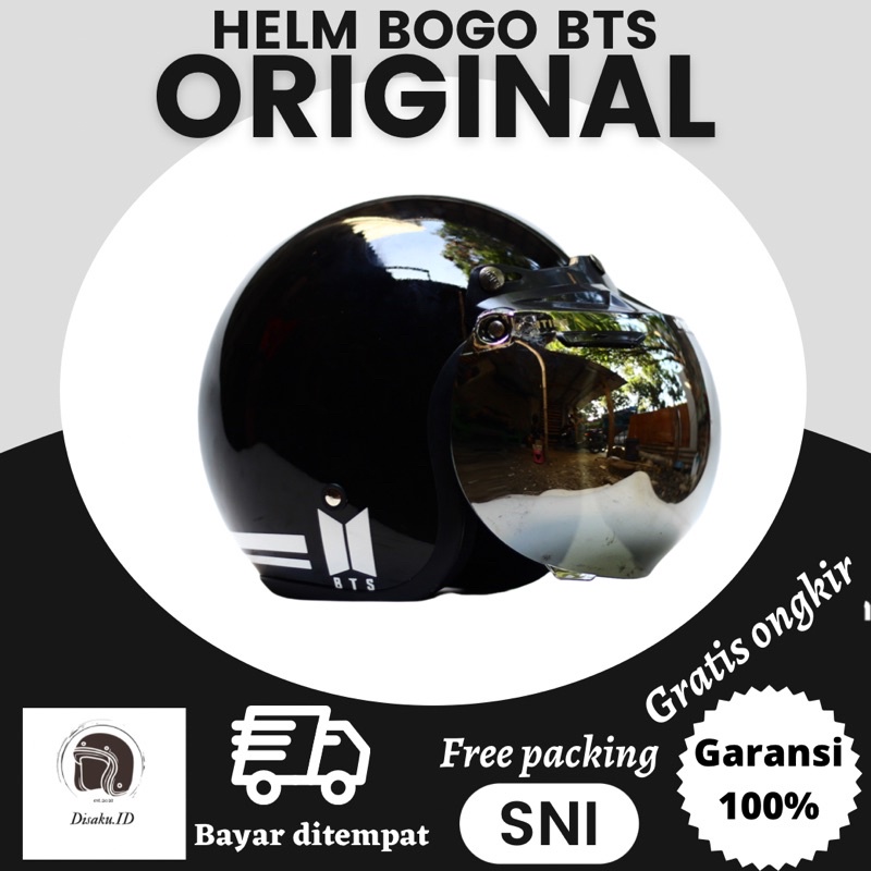 Jual Helm bogo BTS Army hitam glossy kaca cembung | Shopee Indonesia