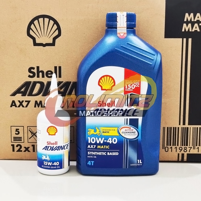 Jual Oli Shell Advance AX7 10W-40 1L Gear Gardan 120ML Matic Scooter ...