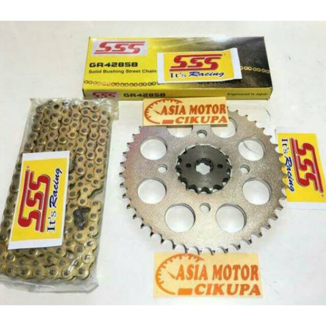 Jual Gear Set SSS 428 Original Vixion Cb150 CBR R15 KLX D-tracker Jupiter Z Tiger Paketan Gear ...