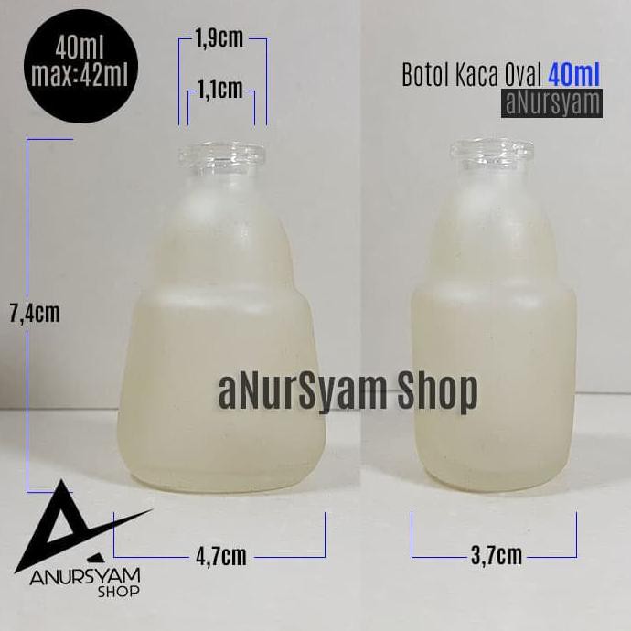 Jual BOTOL KACA 40ML OVAL / BOTOL BELING OVAL 40ML / BOTOL 40ML ...