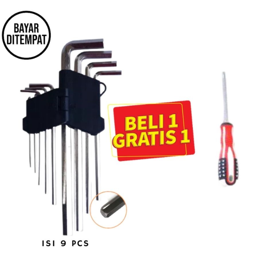 Jual BWDO Kunci L 9 Set Piece Ball Point Hex Key 0191l Konci Segi Enam ...