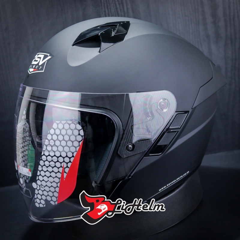 Jual HELM RSV SV300 SOLID BLACK DOFF | SV 300 DOUBLE VISOR HALF FACE ...