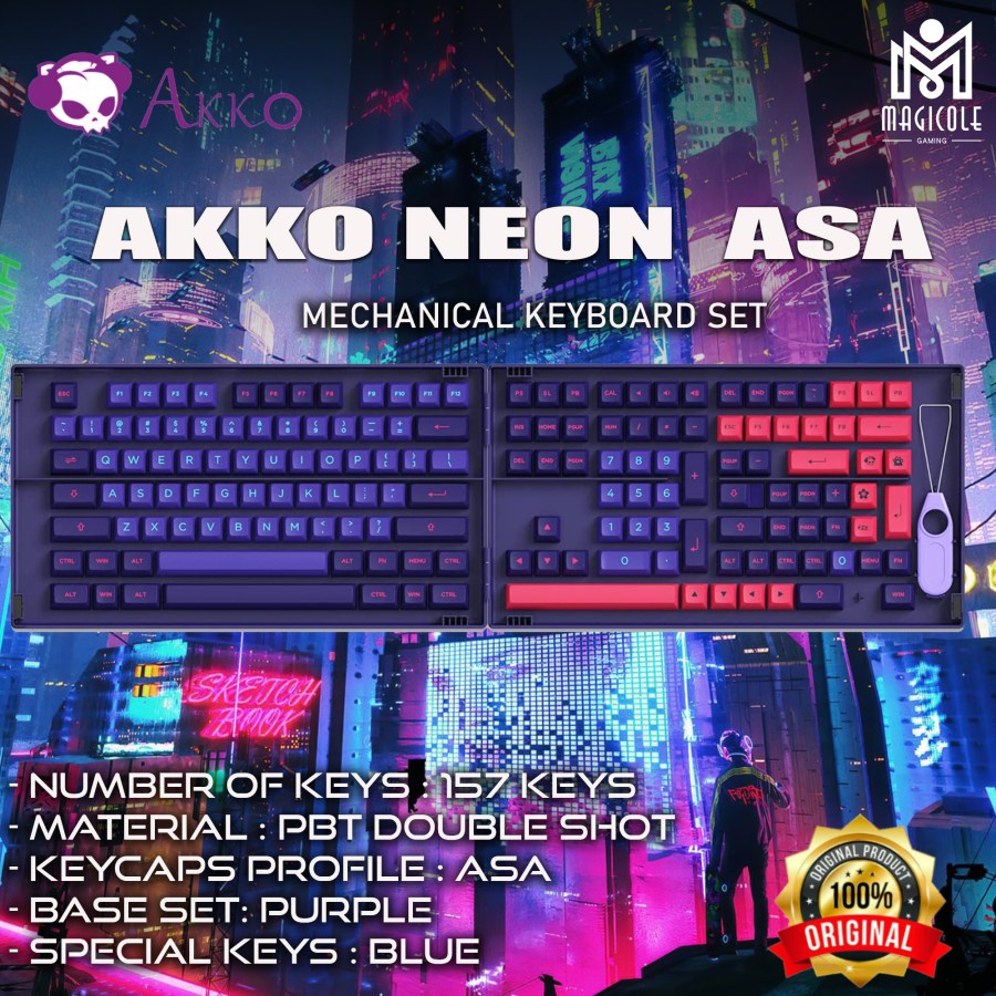 Jual Akko Neon PBT Double-shot Keycaps 157 Set ASA Profile | Shopee ...
