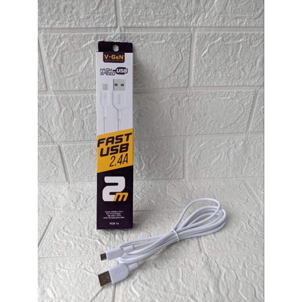 Jual kabel data fastcharging kabel data vgen 2 meter type micro usb ...