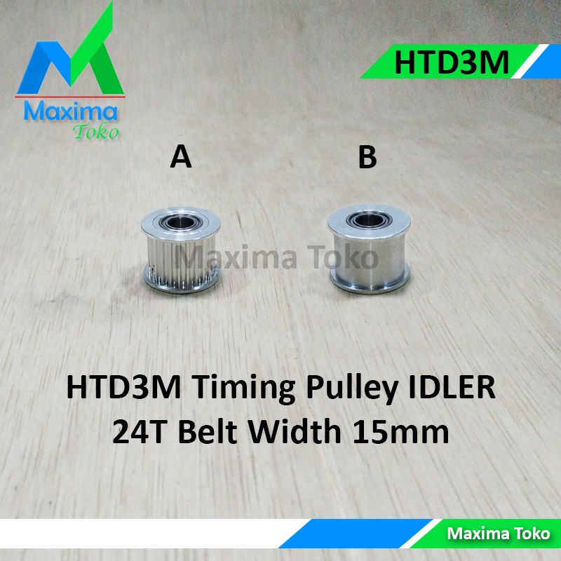Jual HTD3M Timing Pulley IDLER Gigi 24 Bore 8mm 8 mm NO TEETH dan WITH ...