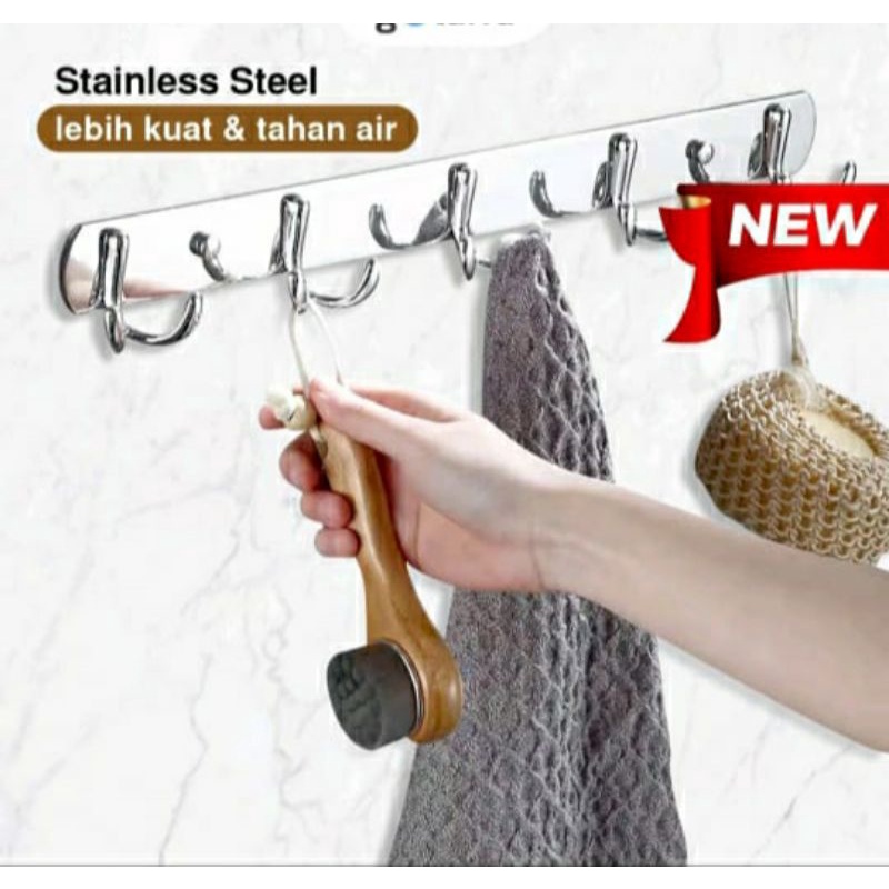 Jual Kapstok Double Hook 5 Kait Hitam Black/Gantungan Baju 5 Kait ...