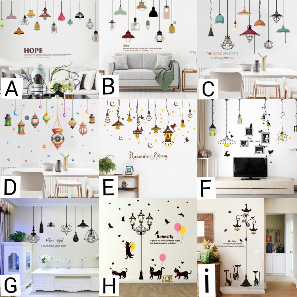 Jual Reliza Wall Sticker Lampu Gantung Dapur Kitchen Stiker Dinding ...