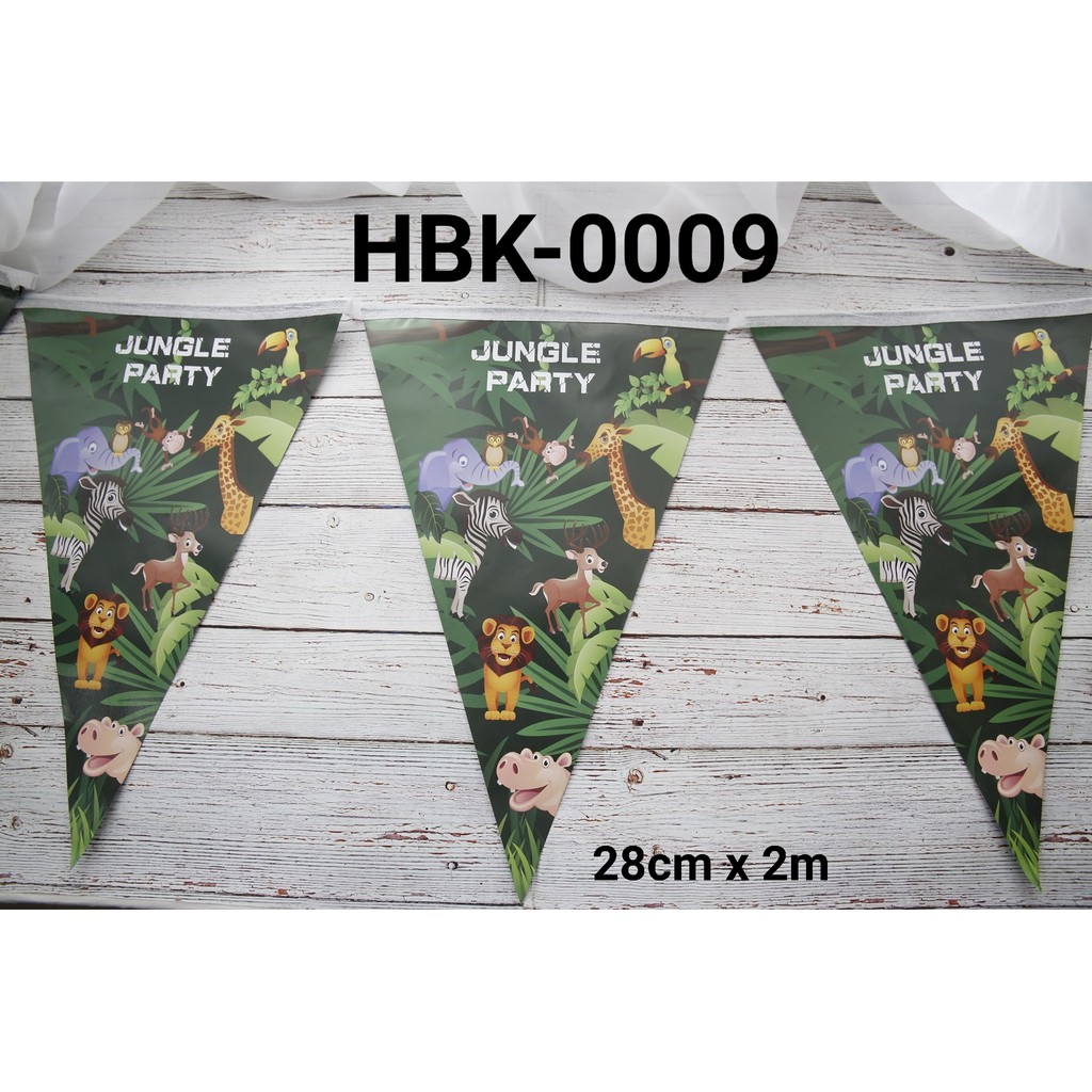 Jual HBK-0009 Party banner bunting flag bendera ulang tahun jungle ...