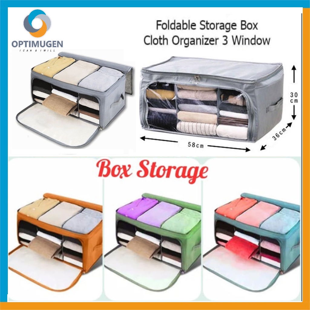Jual Storage Box Tempat Penyimpanan pakaian Baju 2 Pintu besar 3 window ...