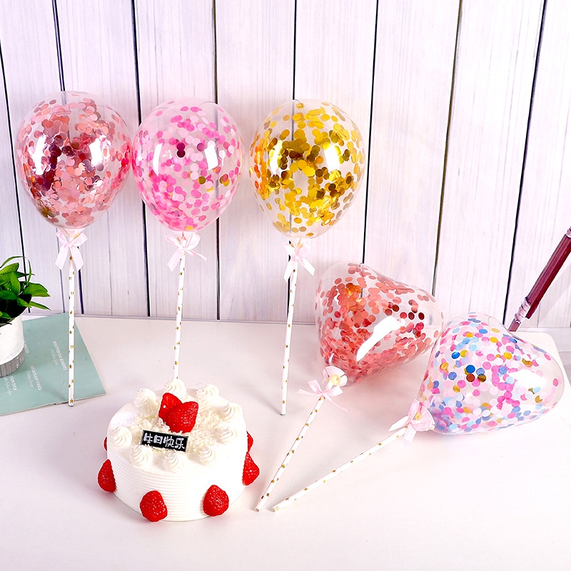 Jual TOPPER CAKE BALON CONFETI / DEKORASI KUE ULANG TAHUN BALON KECIL ...
