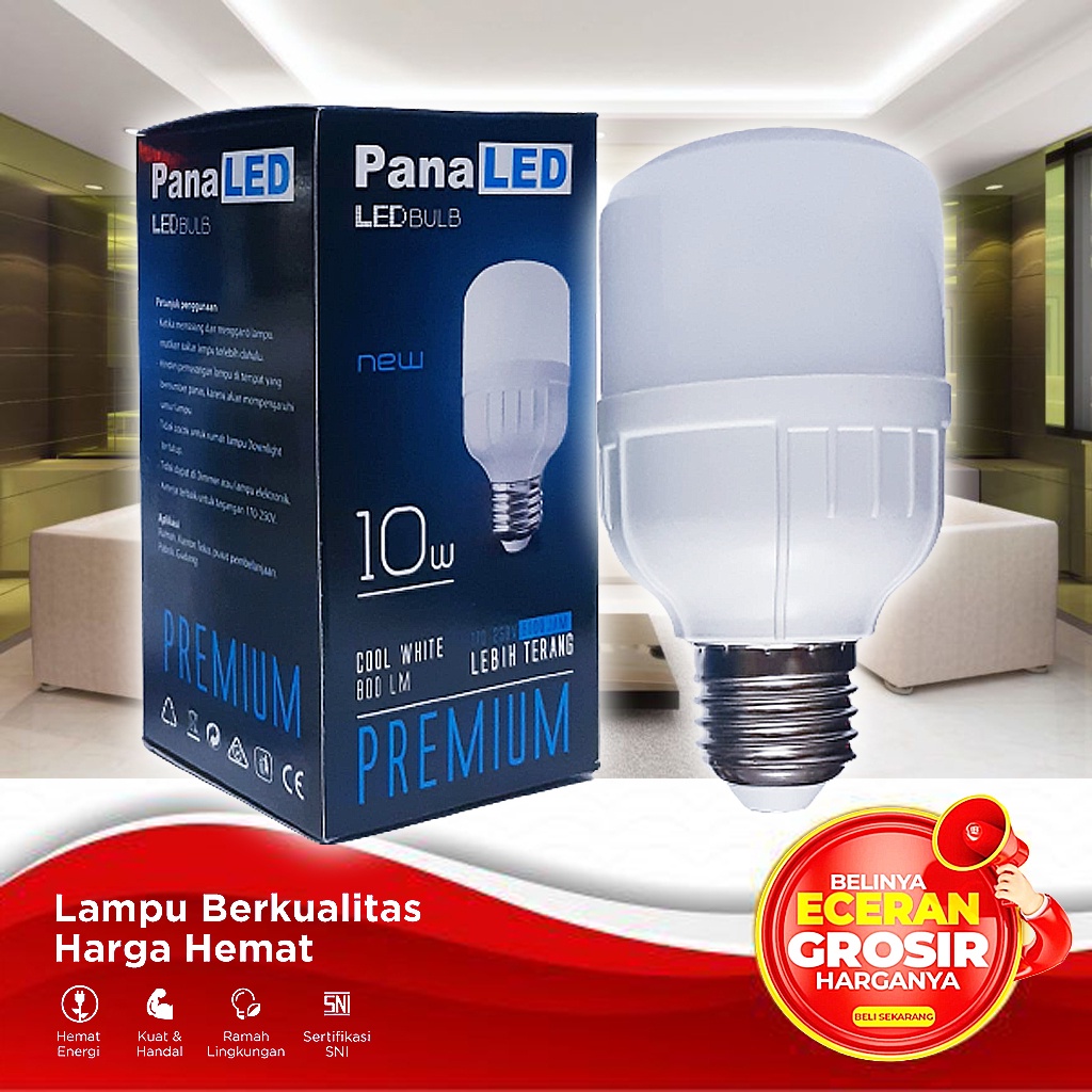 Jual PANALED PREMIUM 10 WATT LAMPU BOHLAM LED CAHAYA PUTIH SANGAT TERANG | Shopee Indonesia