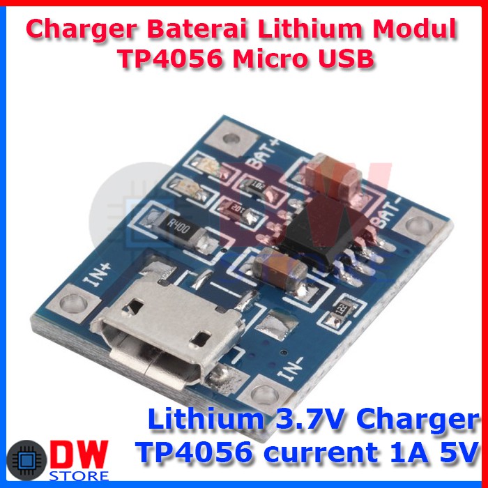 Jual MODUL CHARGER BATERAI TP4056 1A MICRO USB MIKRO CAS BATERAI ...