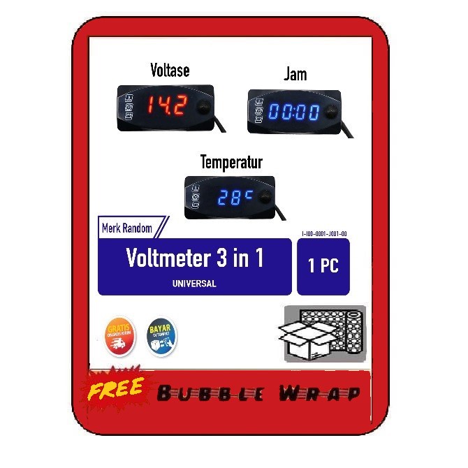 Jual Voltmeter Volt Meter ACCU Aki 3 in 1 Mini 3 12V Universal Semua ...