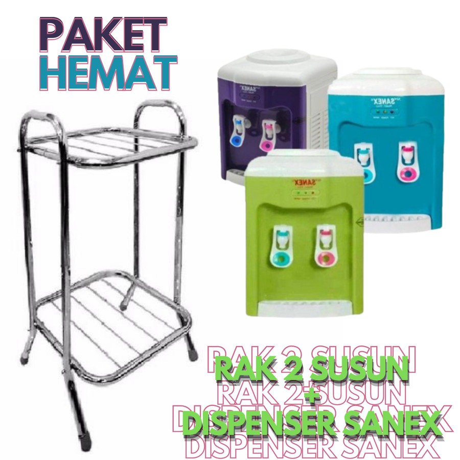 Jual RAK DISPENSER SERBAGUNA STAINLESS 2 SUSUN PAKET DISPENSER HOT ...