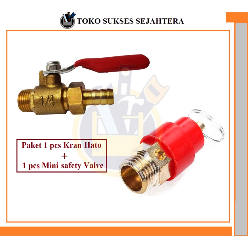 Jual PAKET Kran Kompressor 1/4” Kran Compressor Kran Angin Stop Keran ...