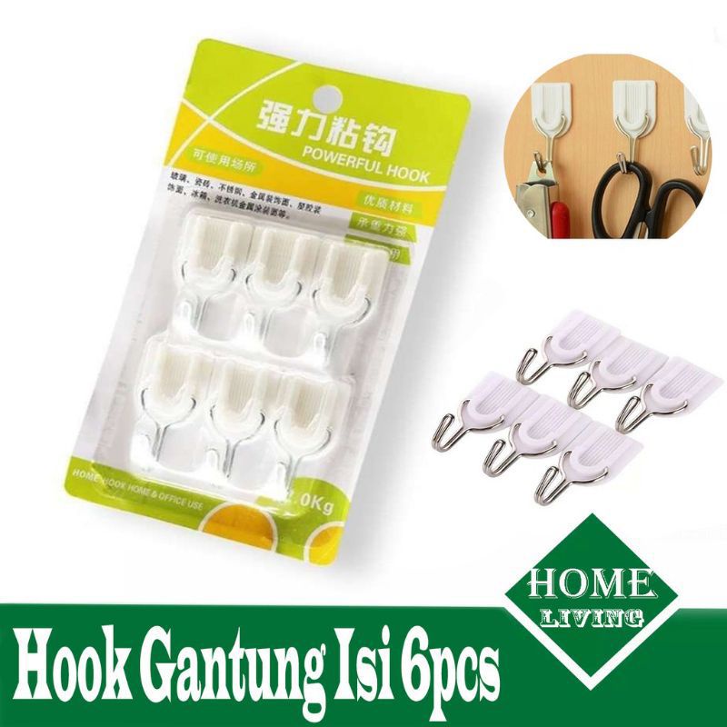 Jual Gantungan Tempel Hook kait Multifungsi Isi 6 Gantungan Dinding ...