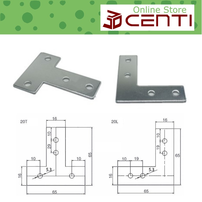 Jual Outer bracket L T cross corner joint profile profil alumunium 2020 3030 4040 reinforce ...