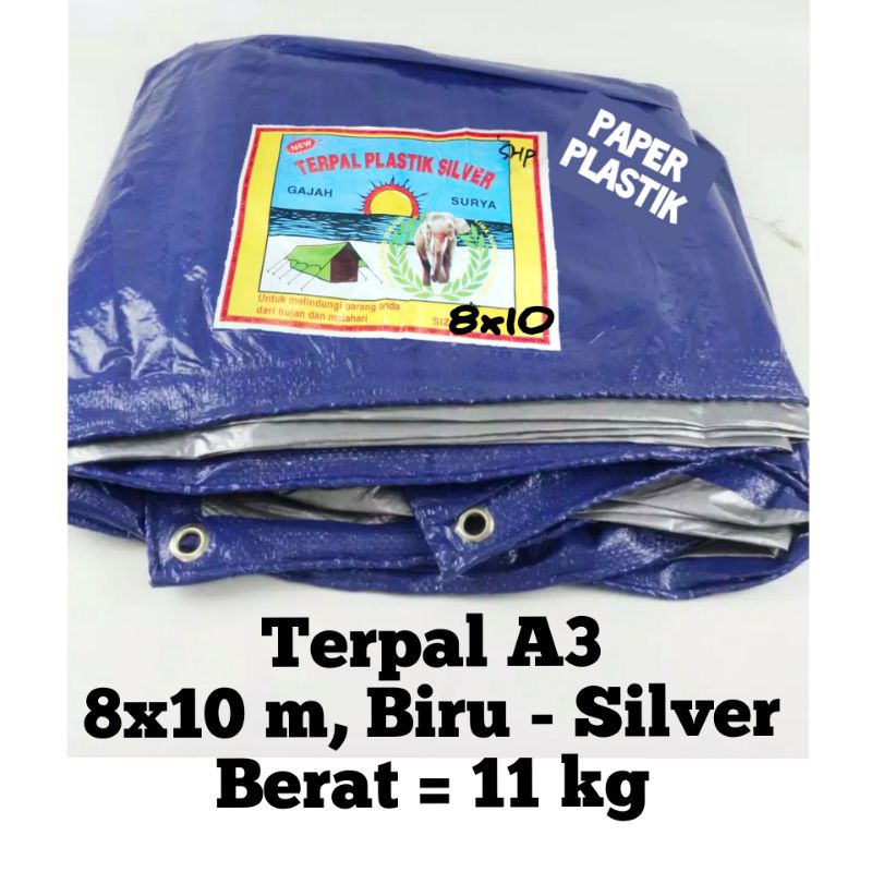 Jual TERPAL 8X10 CAP GAJAH SILVER BIRU BESAR JUMBO TEBAL A3 UNTUK KOLAM ...
