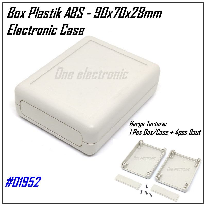 Jual Kotak Box Putih Plastik Project elektronik 90x70x28mm + Baut Case ...