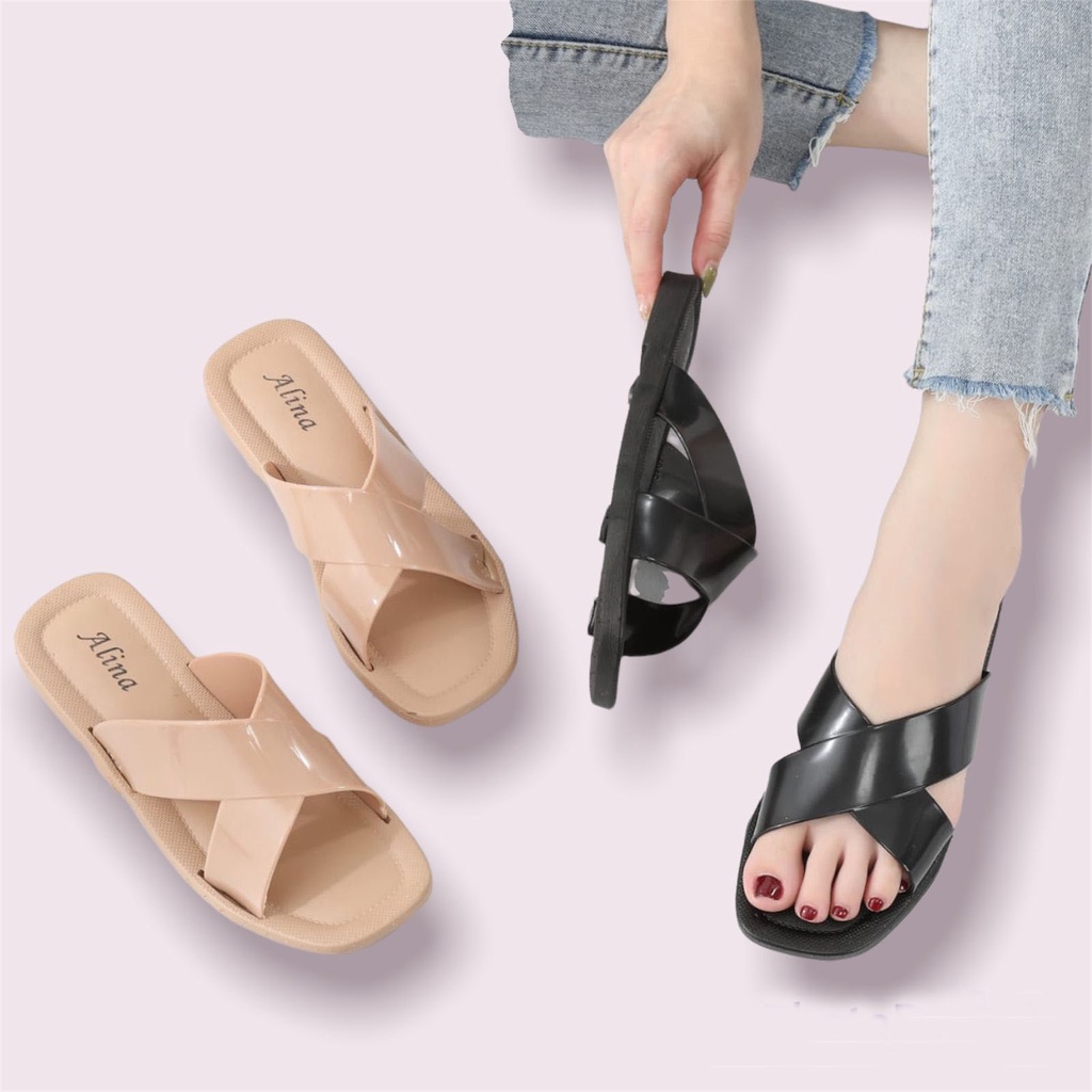 Jual Sendal Teplek Jelly Alina 1246/Sendal Flat | Shopee Indonesia