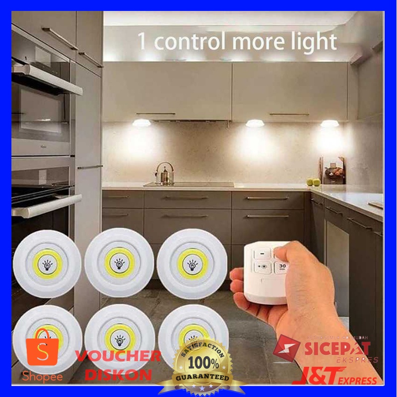 Jual Lampu LED Lemari Night Lamp COB 6 PCS with Remote | Shopee Indonesia