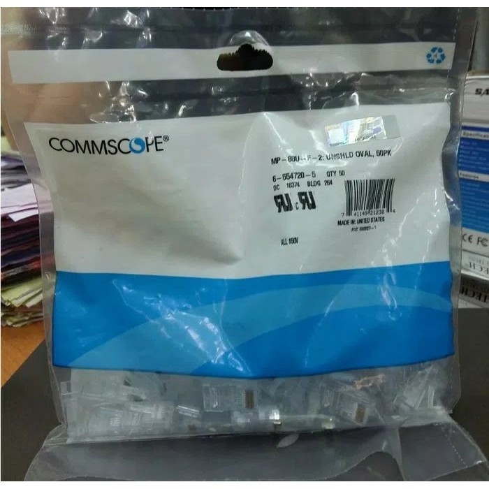 Jual RJ45 AMP Commscope Connector Cat5 RJ-45 Cat.5e Original UTP CAT 5 ...