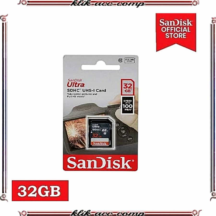 Jual SANDISK SDCARD ULTRA 32GB 100MB/S- SD CARD 32 GB 100MBPS ORIGINAL | Shopee Indonesia