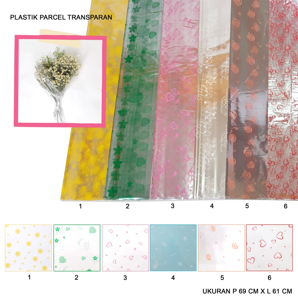 Jual KERTAS KADO PLASTIK TRANSPARAN. PARCEL. FLOWER WRAPPING. MOTIF DAN ...