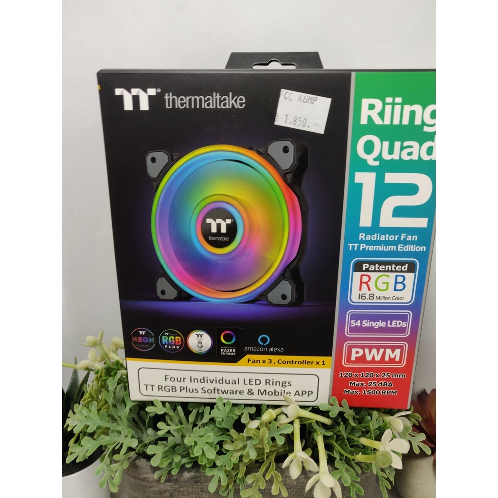 Jual Thermaltake Riing Quad 12 cm RGB 120mm 3 Fan Hitam Putih Black ...