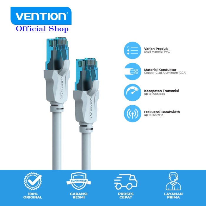 Jual Vention 50M Kabel LAN Ethernet RJ45 Gigabit Cat.5e UTP | Shopee ...