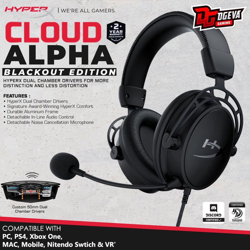 Jual HyperX Cloud Alpha Black / Blackout Edition Gaming Headset ...