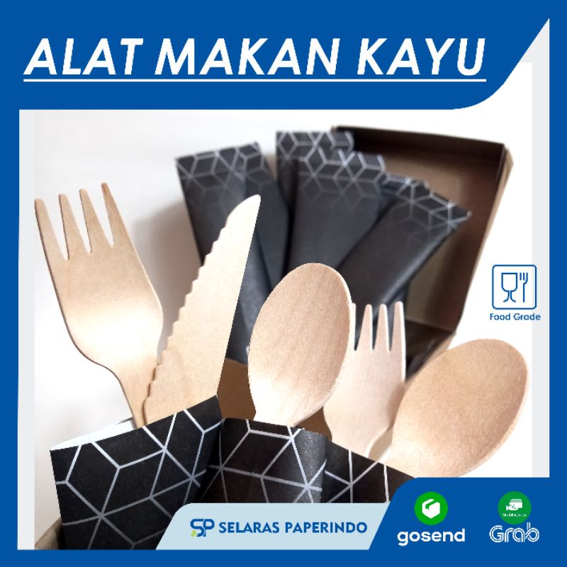 Jual ISI 50pcs | Sendok garpu kayu steril - garpu pisau kayu - sendok ...
