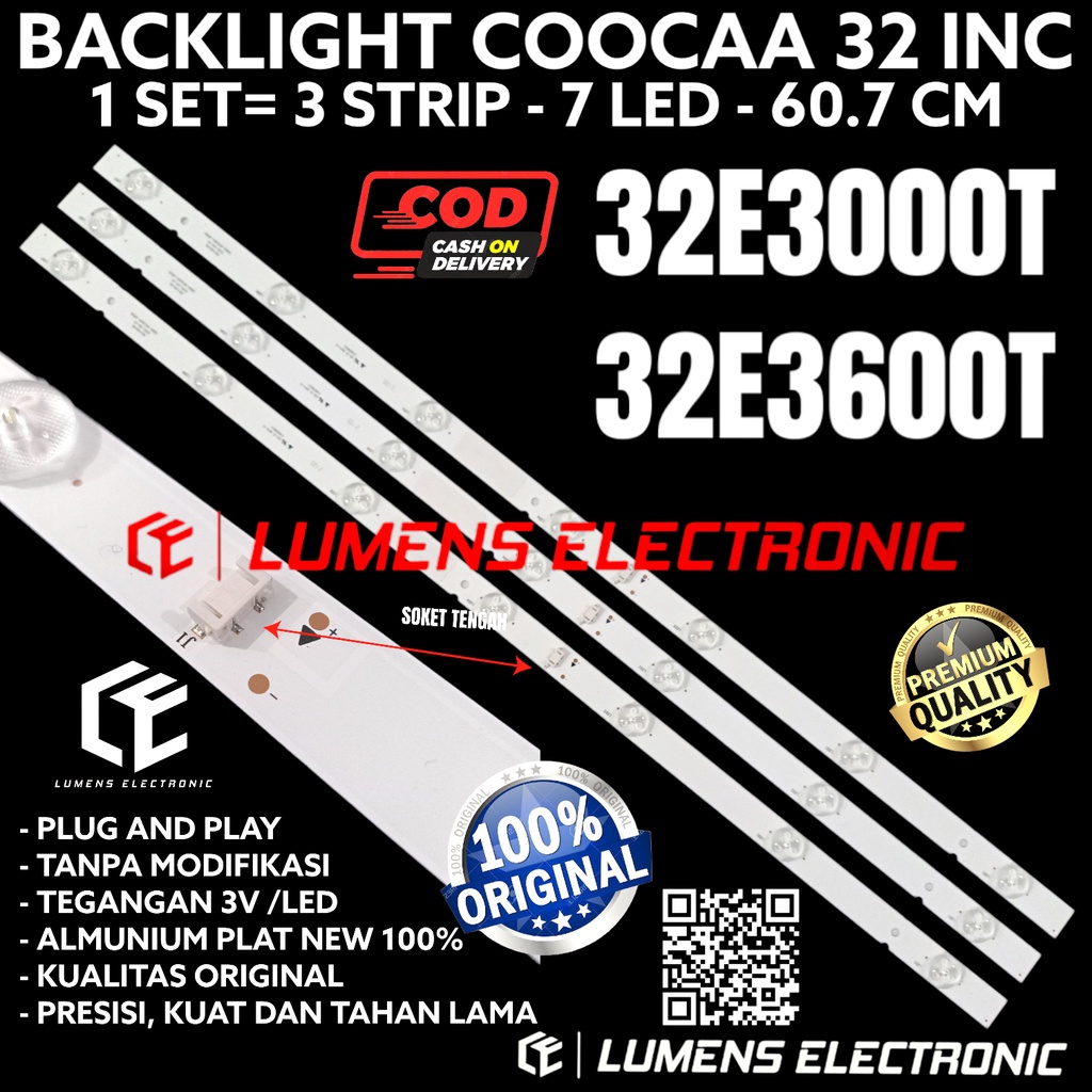 Jual BACKLIGHT TV LED COOCAA 32 INC 32E3000 32E3600 32E3000T 32E3600T 32E LAMPU BL 7K 3V 7LED 7 ...