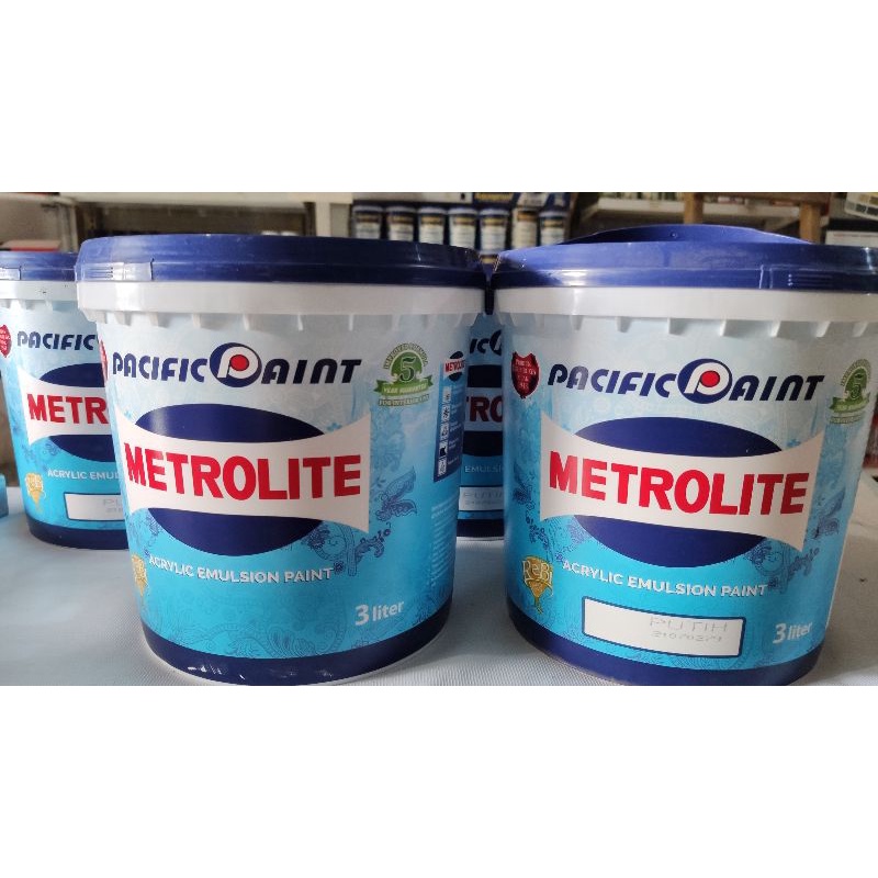 Jual Cat Tembok METROLITE 3 KG Pacific Paint PUTIH | Metrolit Galon 3 ...