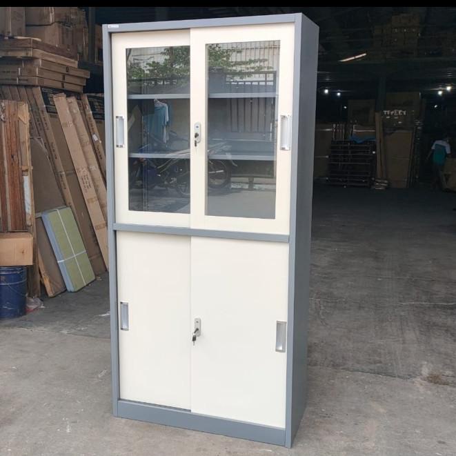 Jual Lemari Steel Filling Cabinet Arsip Sliding Besi Metal 2 Pintu Kaca ...