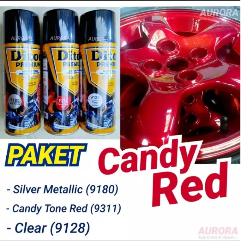 Jual PAKET Diton Premium Candy tone Red 9311 Cat Merah Candytone ...
