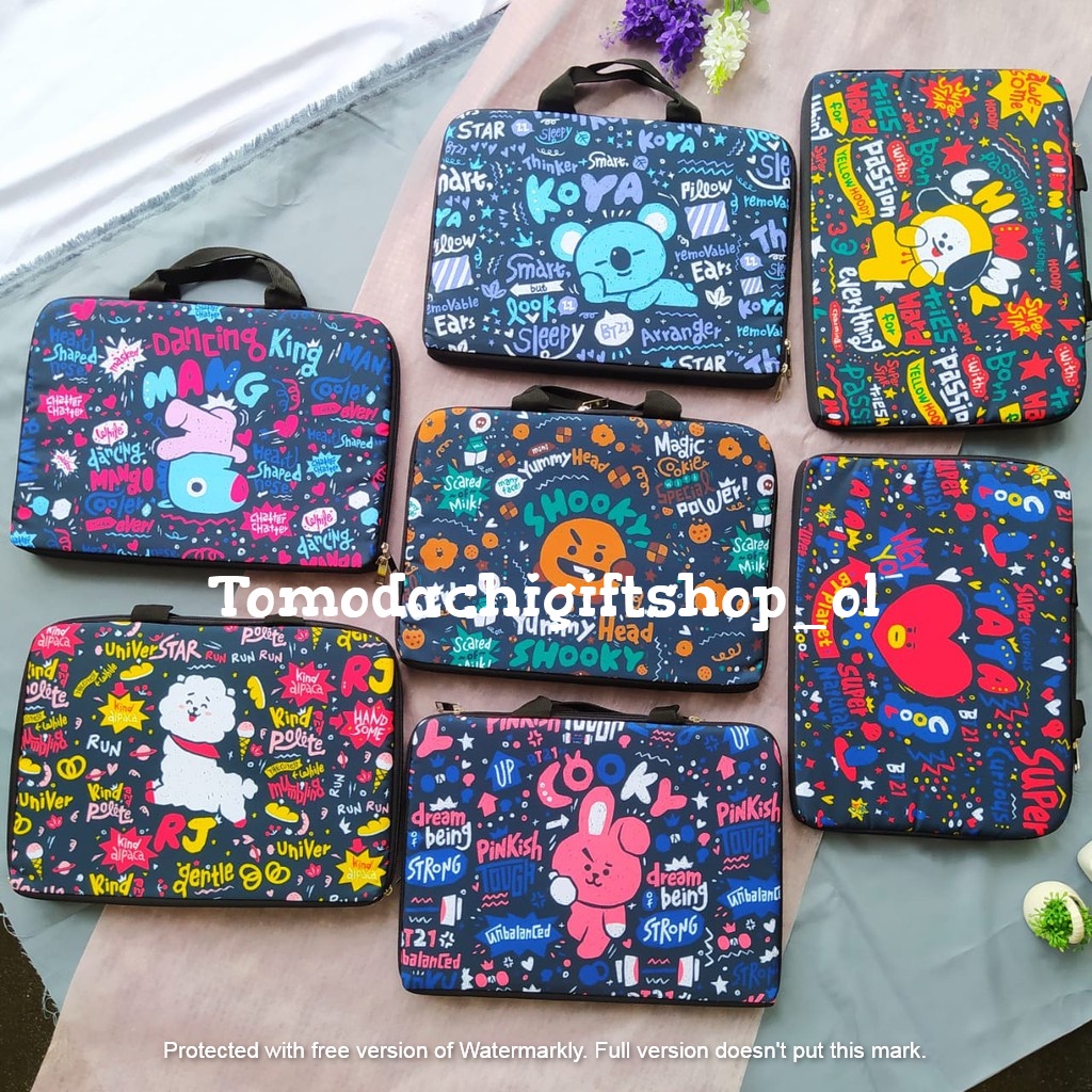 Jual TM/Tas Laptop BTS BT21 14 Inch Motif Hitam Unofficial | Shopee ...
