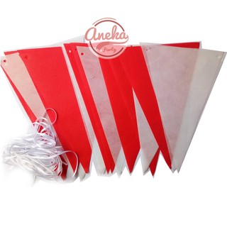 Jual bunting flag HUT segi tiga / bendera merah putih / bendera umbul umbul karnaval kain ...