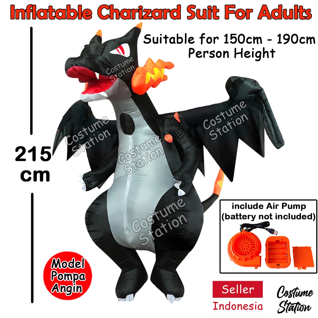 Jual Kostum Black Charizard Pokemon / Costume Dragon Naga Animal Hewan ...