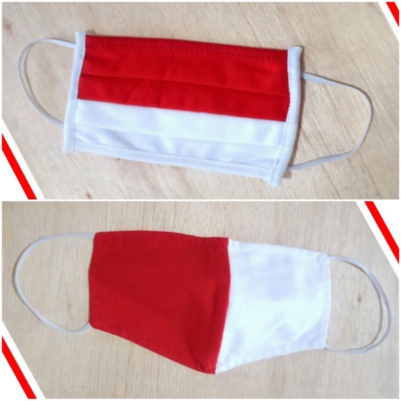 Jual Masker Kain Katun Merah Putih Bendera Tali Karet Earloop Kuping 2 ...