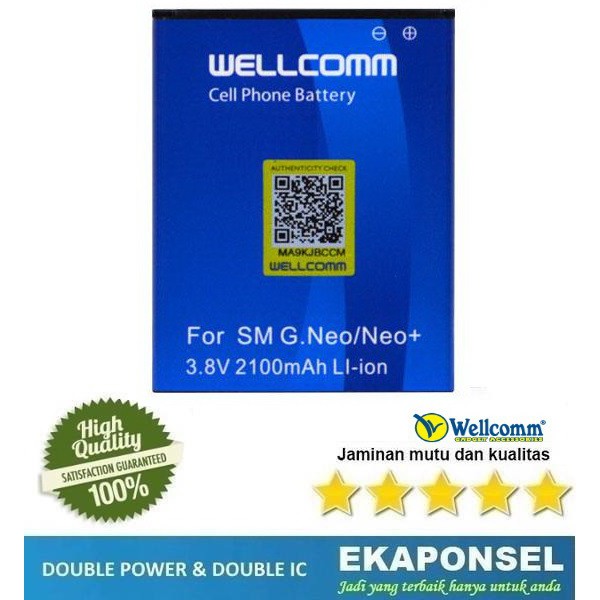 Jual SAMSUNG GRAND NEO BATTERY DOUBLE IC ORIGINAL WELLCOMM | Shopee ...