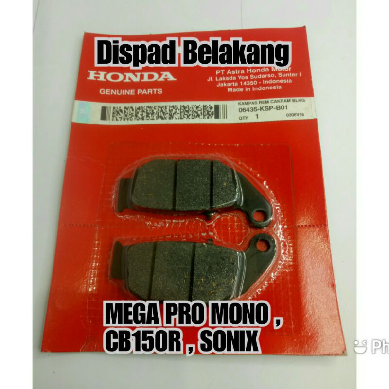 Jual Dispad belakang Honda KSP New Mega Pro Mono CB150R Sonix kampas cakram kualitas presisi dan ...