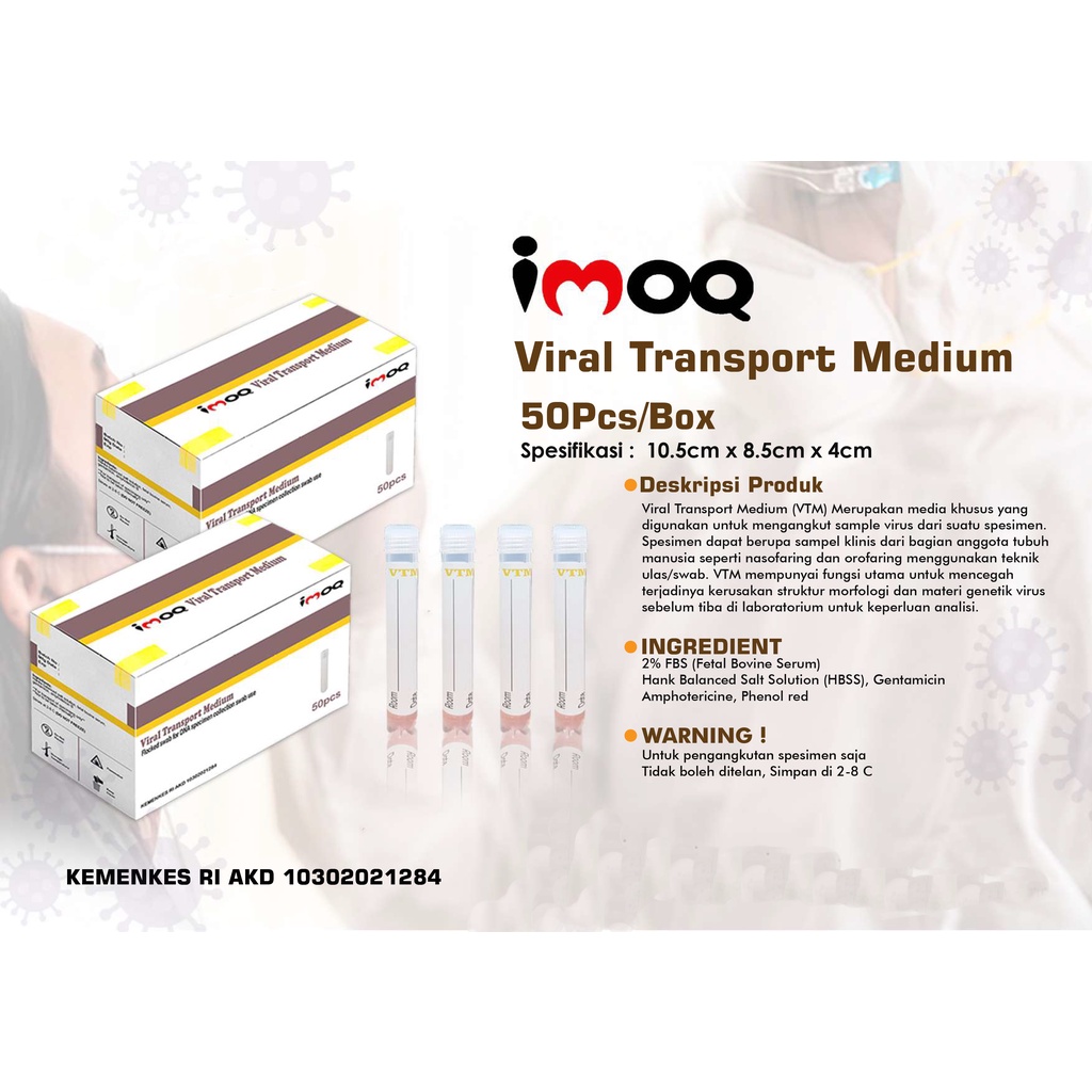 Jual Viral Transport Medium (VTM) IMOQ/safe transport sample/transport ...