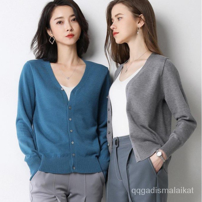 Jual Cardigan Knit Wanita Rajut Korea Jepang Import Lembut Pakaian Wanita Atasan Outwear ...