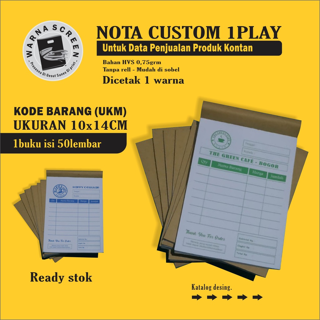 Jual NOTA CUSTOM | BUKU NOTA | BON ( 10 x 14 cm ) UKM | Shopee Indonesia